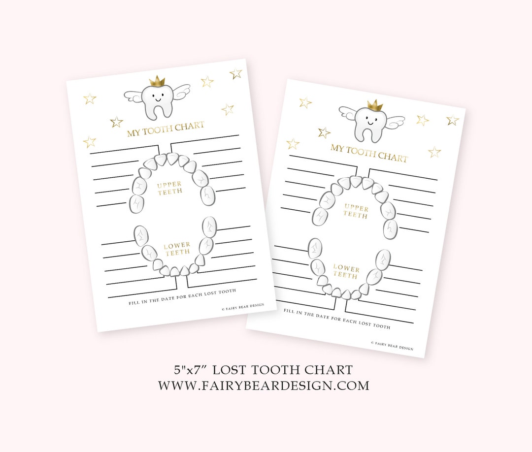 PRINTED Gold Lost Tooth Chart - 5 X 7 – Tooth Fairy Gifts – Baby Tooth ...