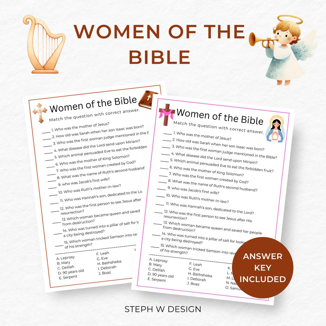 Women of the Bible Game,printable Trivia for Women's Ministry, Fun ...