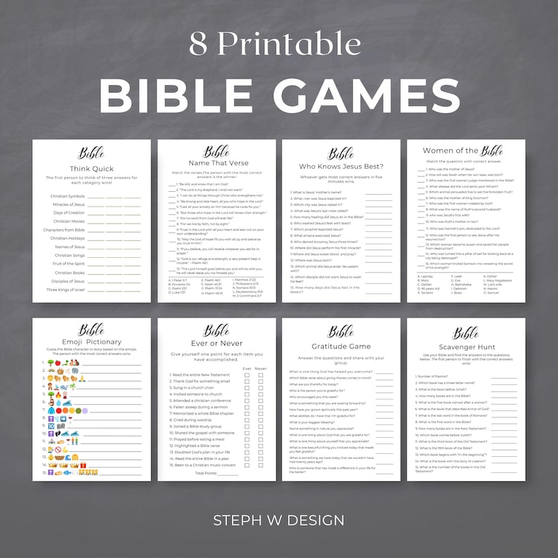 Bible Games Bundle,fun Bible Study Activities, Christian Games for Kids ...