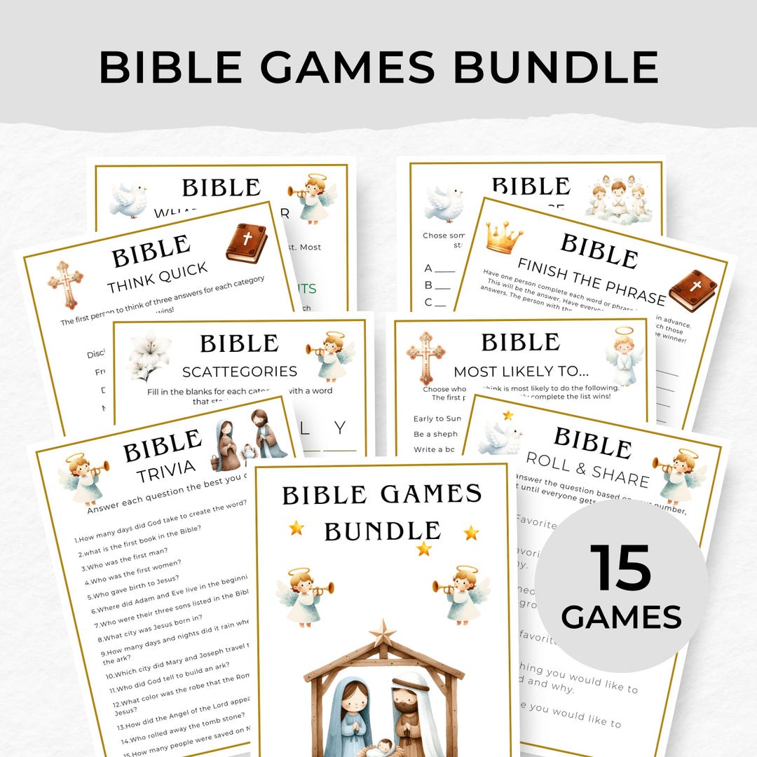 Bible Games Bundle | Christian Printables | Bible Trivia | Left Right ...