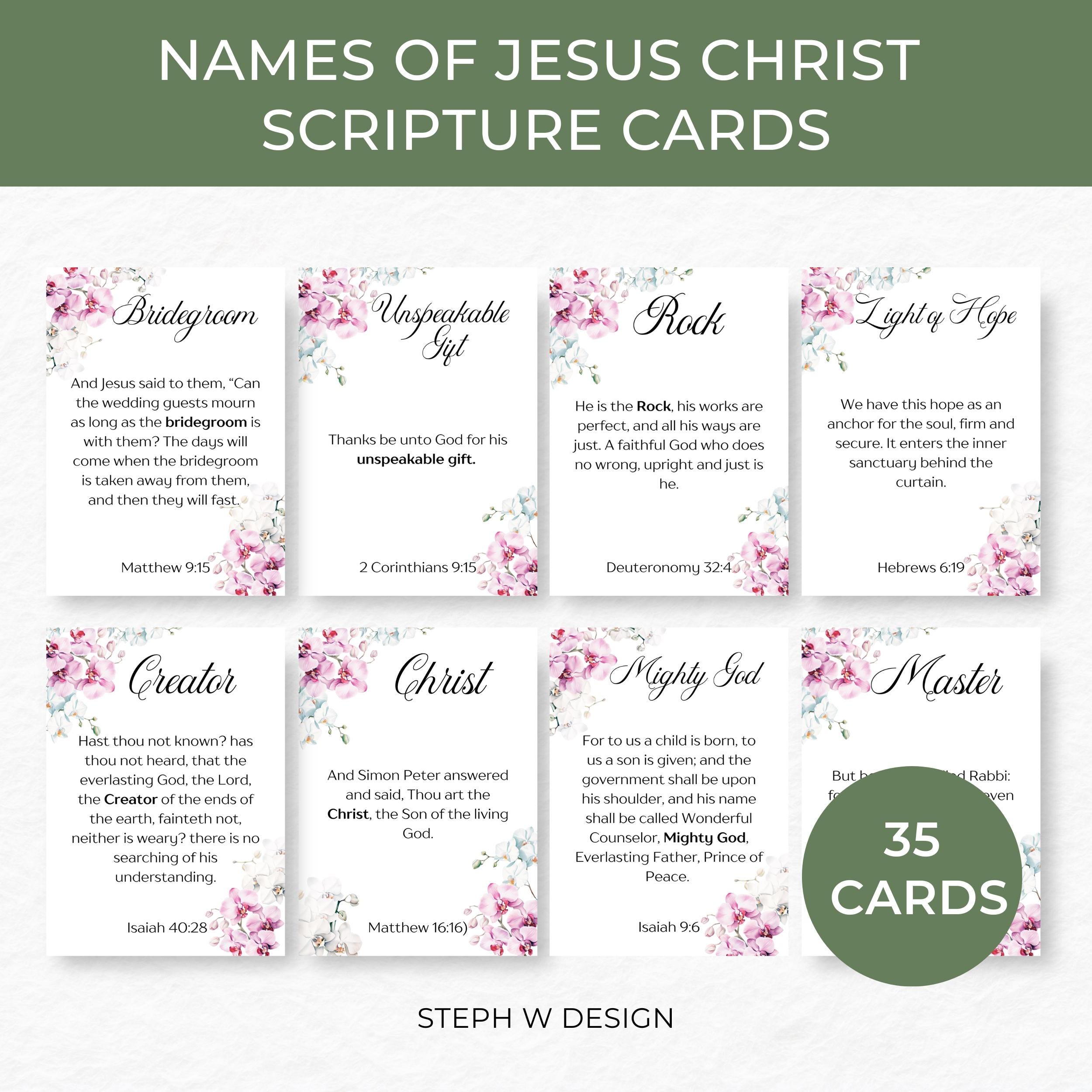 Names of Jesus Scripture Cards, Printable Bible Verses, Christian ...