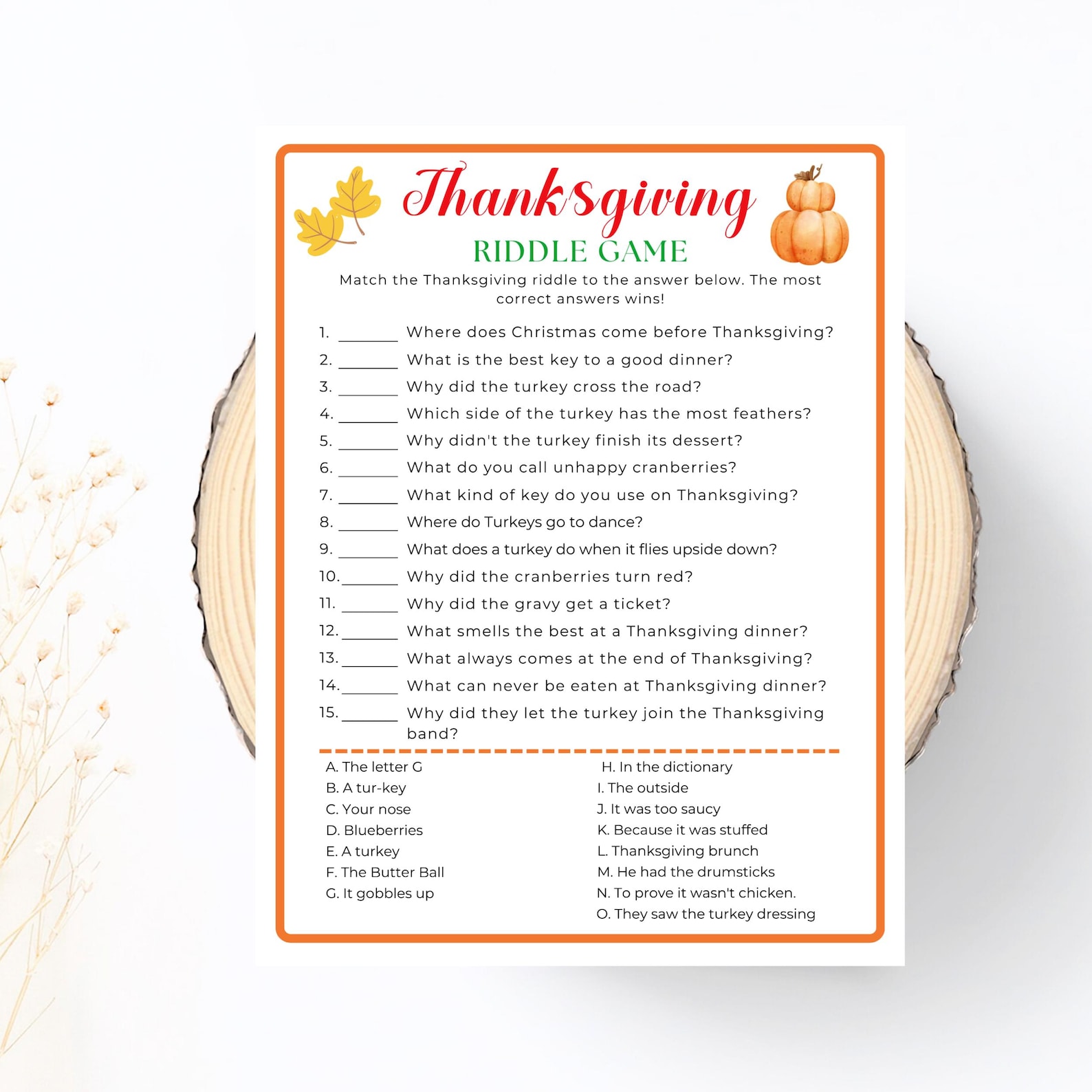 Thanksgiving Riddle Game, Thanksgiving Printables, Thanksgiving Games ...