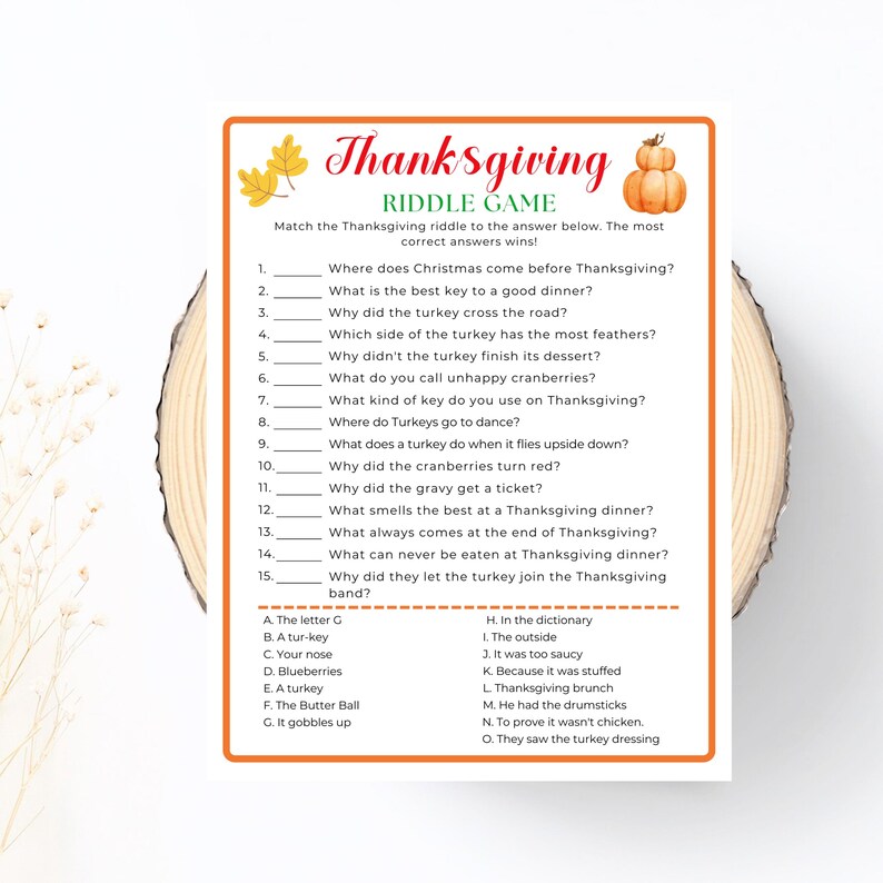 Thanksgiving Riddle Game, Thanksgiving Printables, Thanksgiving Games ...