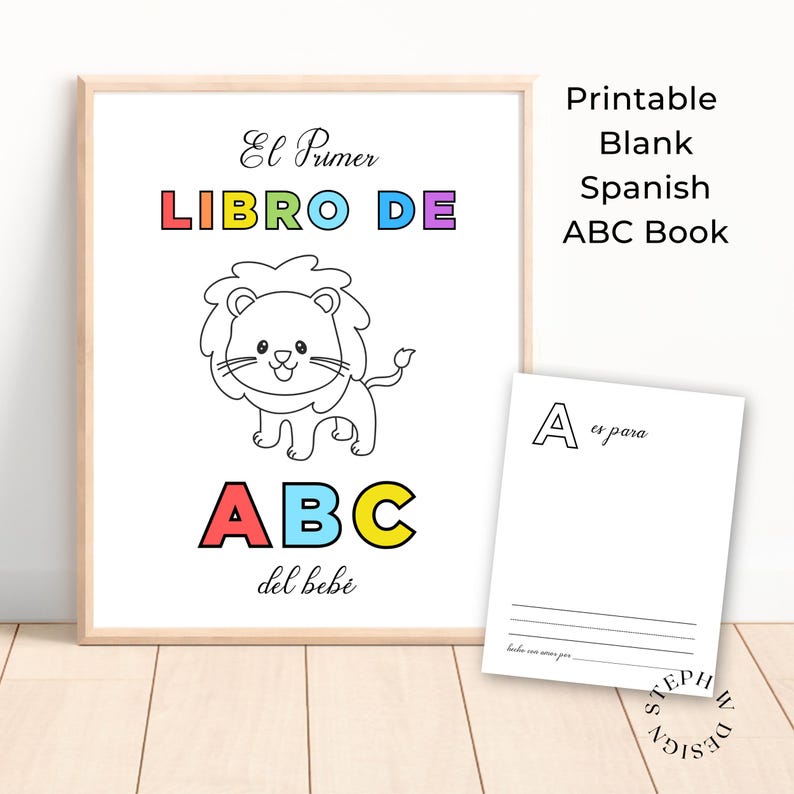 Spanish Baby's First ABC Book, Printable Baby Shower Activity, Alphabet ...