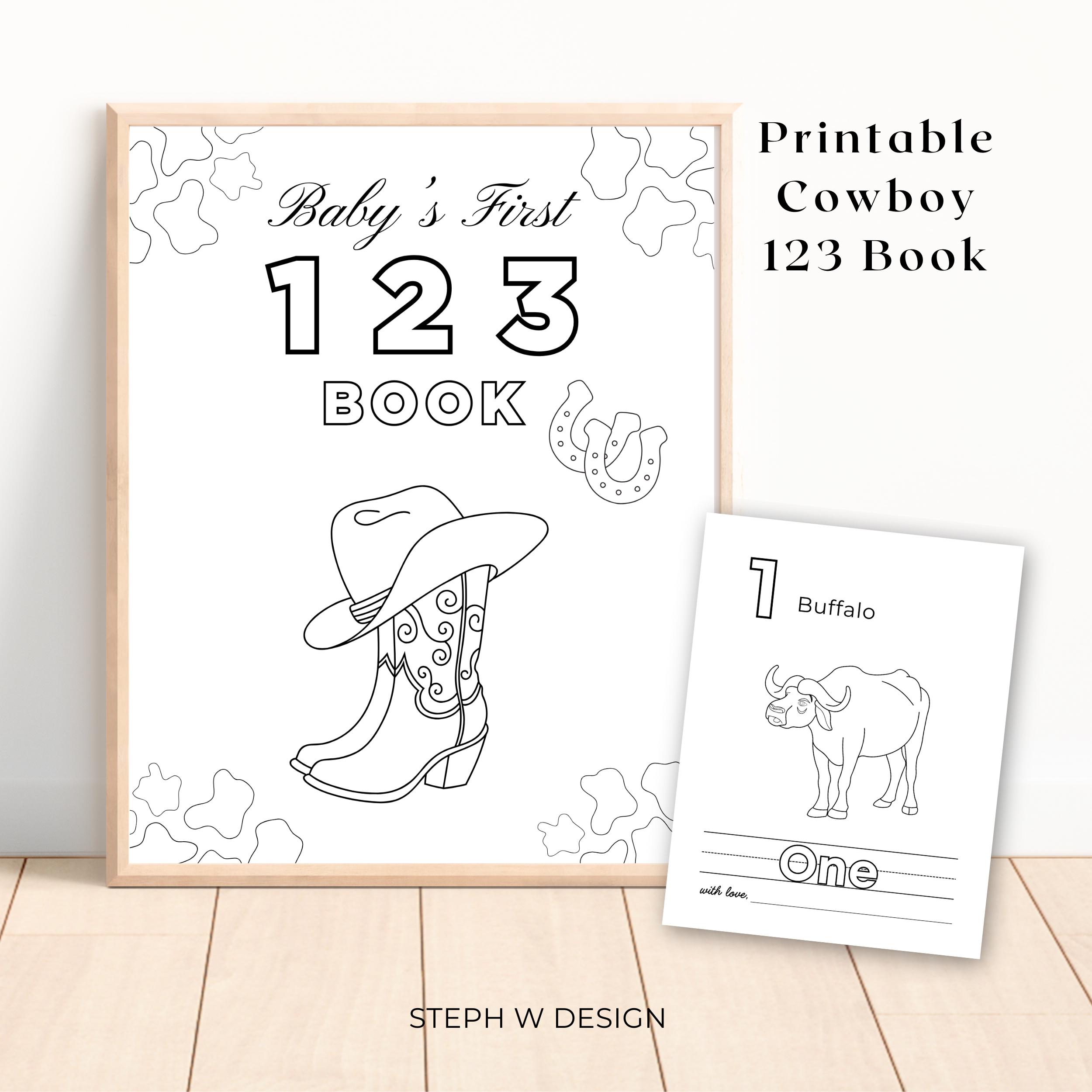 Western Cowboy 123 Coloring Book, Baby's First 123 Book, Printable ...