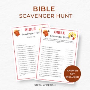 Bible Scavenger Hunt Game, Printable Bible Trivia for Kids, Fun Church ...