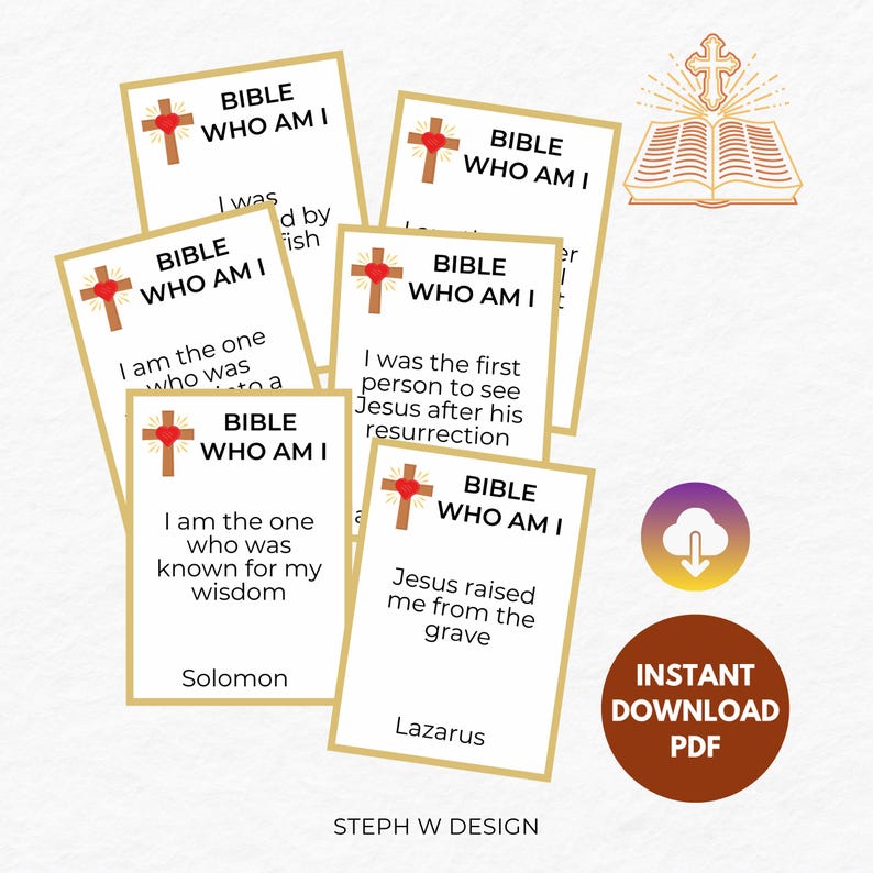 Bible Who Am I Game, Printable Bible Trivia for Kids, Fun Church ...