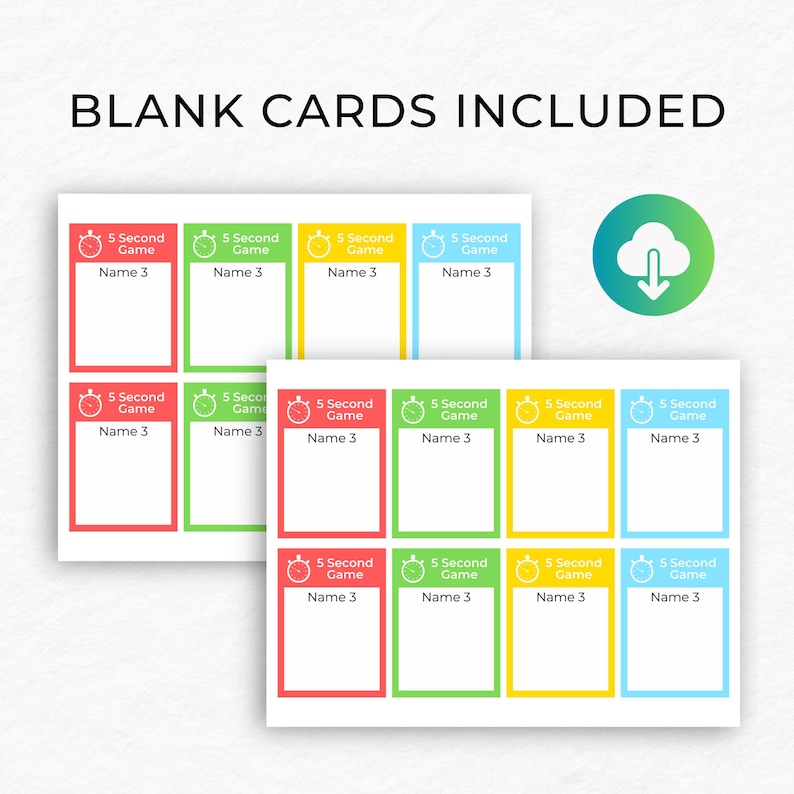 Birthday 5 Second Game,printable Party Game,5 Second Rule Game,office ...