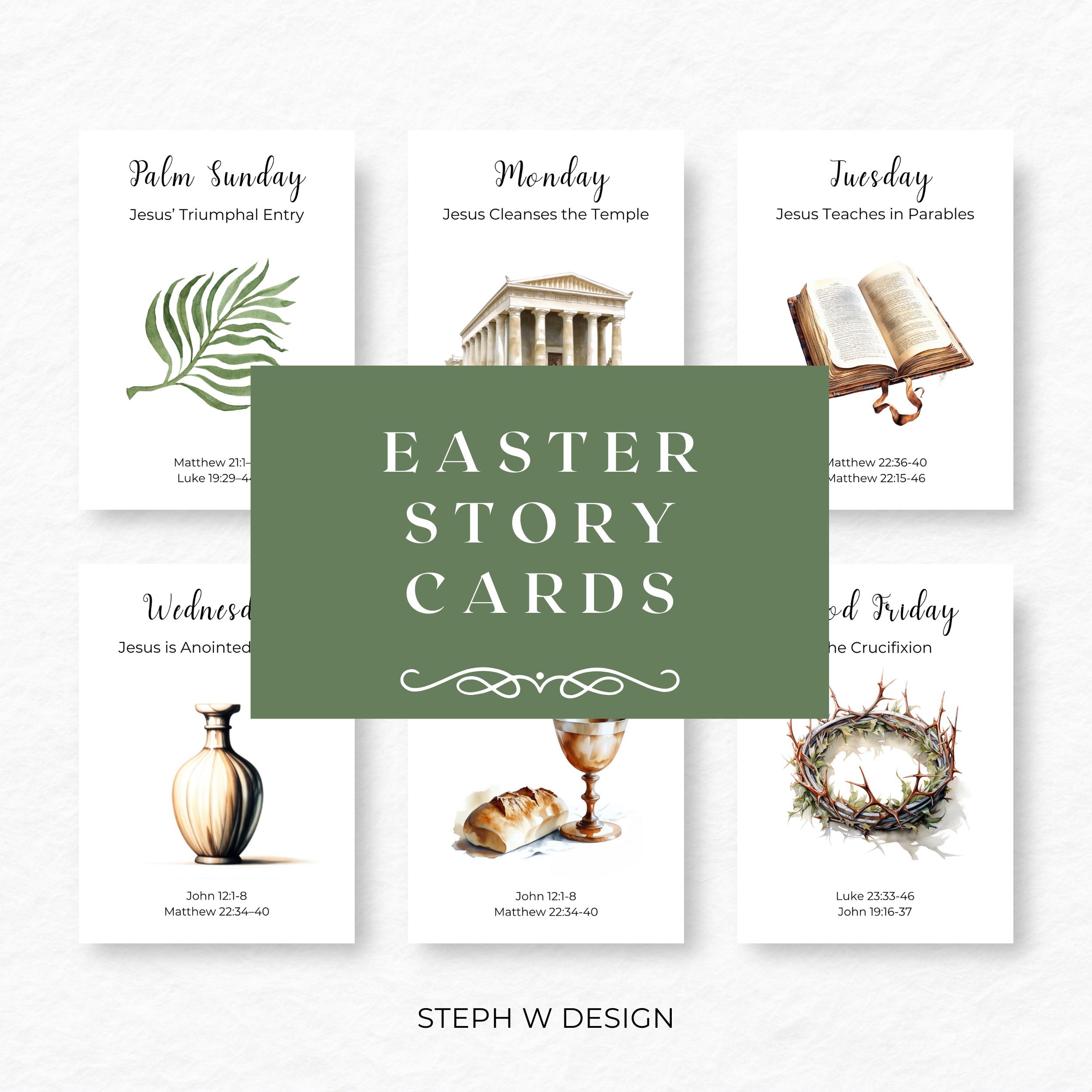 Holy Week Bible Study Cards, Easter Advent Cards, Printable Holy Week ...