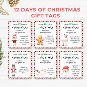 12 Days of Christmas Tags Printable | Holiday Countdown Gift Labels ...