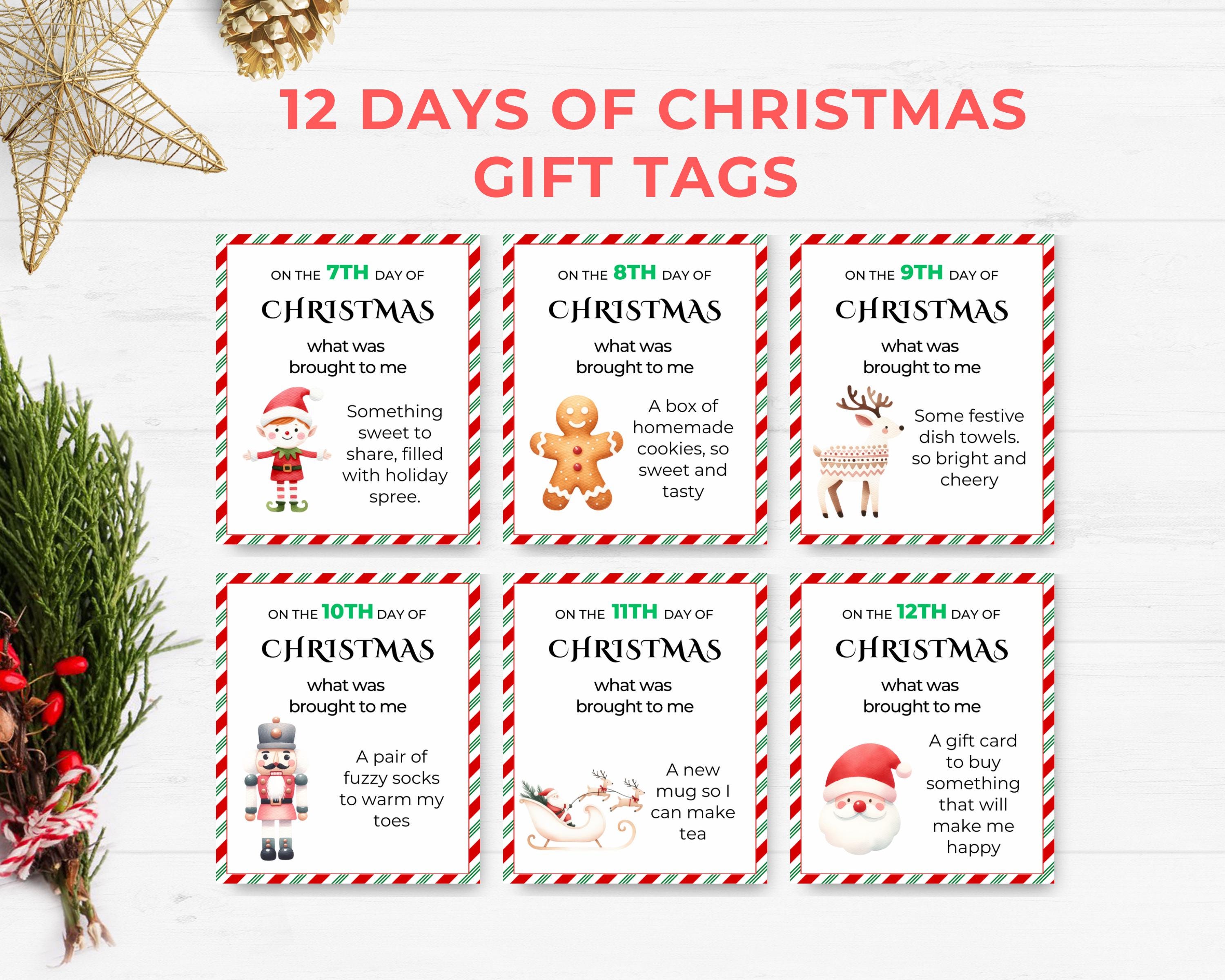 12 Days of Christmas Tags Printable | Holiday Countdown Gift Labels ...