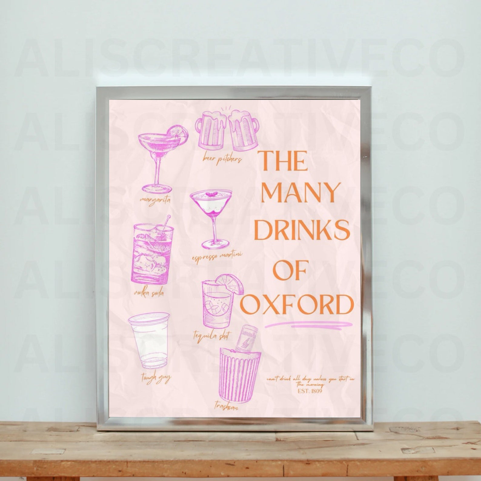 Many Drinks of Oxford Ohio Miami University Preppy Print - Etsy