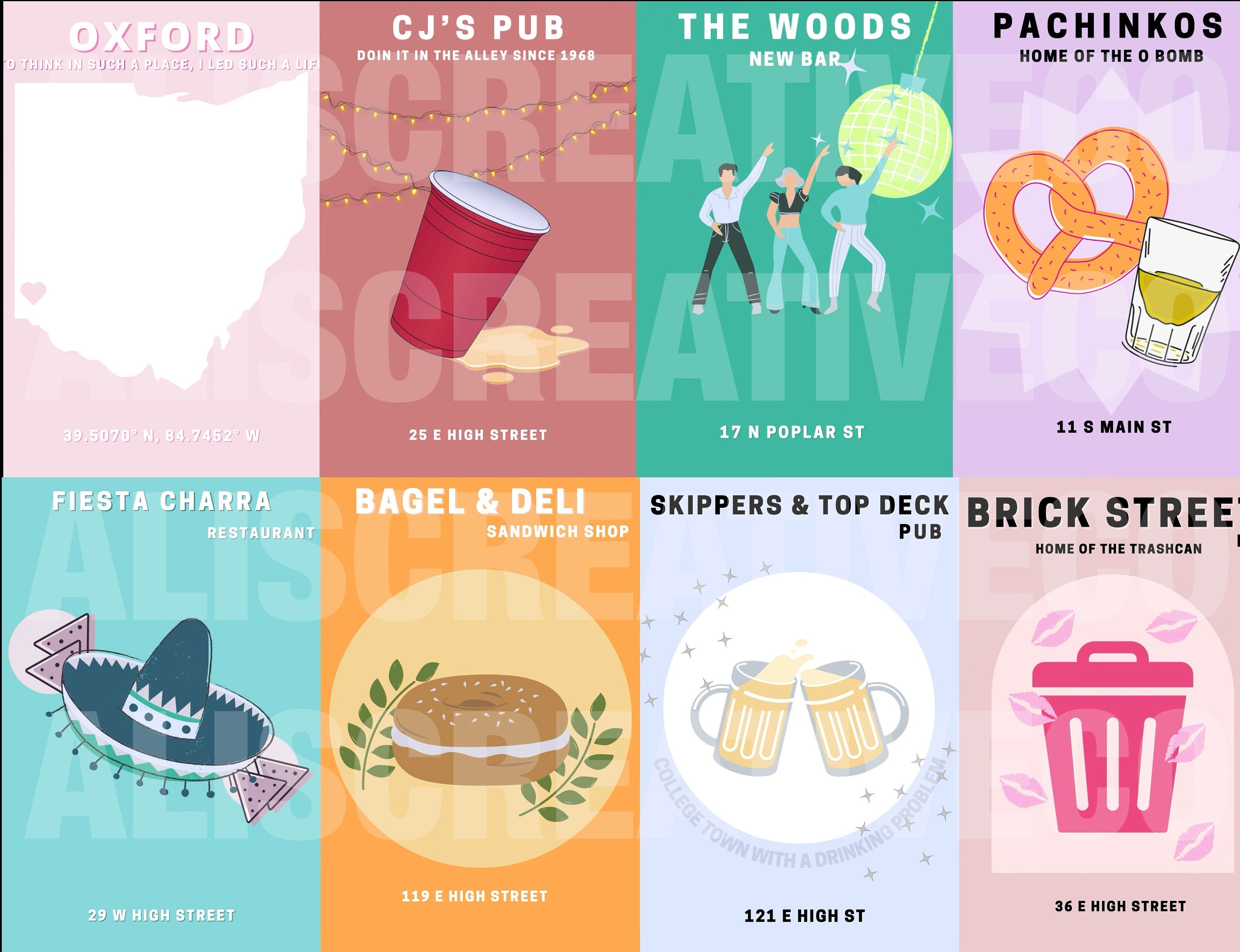 OXFORD Ohio Miami University College Town Preppy Prints - Etsy