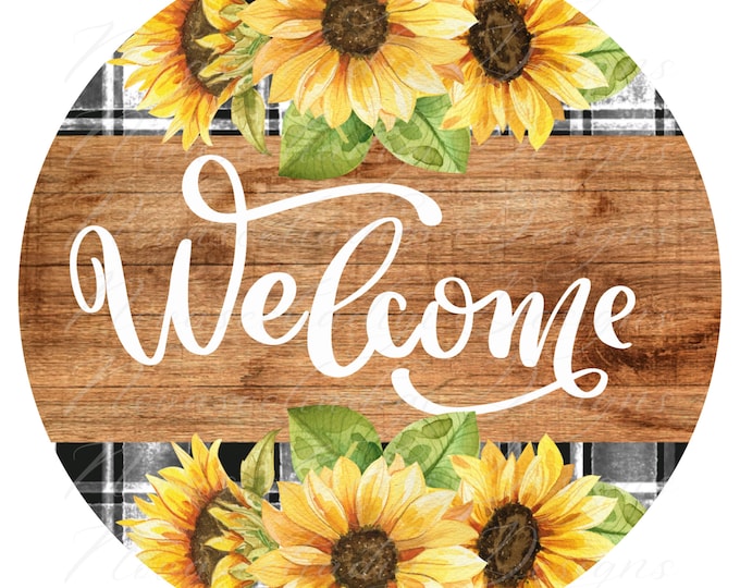 Welcome, Highland Cow With Sunflowers. Round Digital Design, High ...