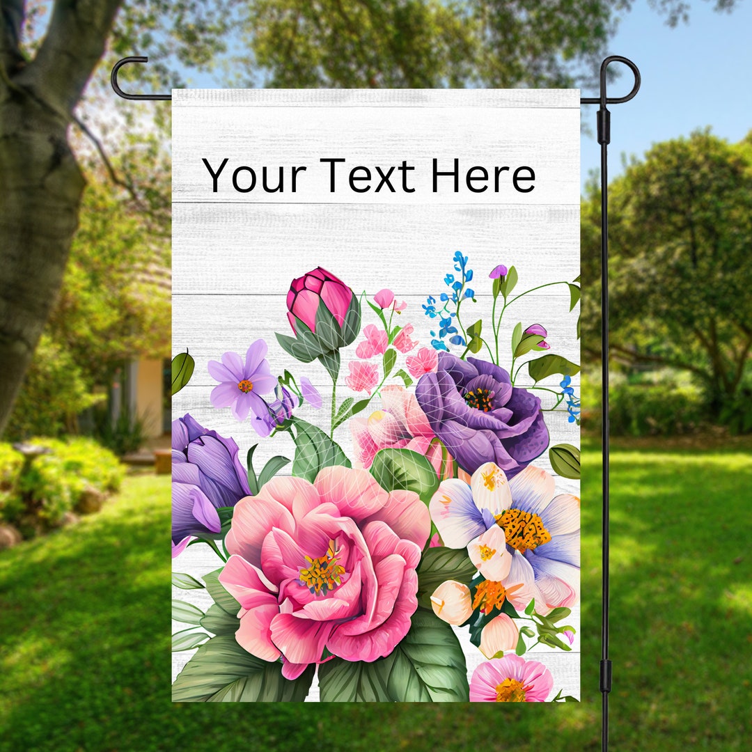 12x18 Garden Flag Sublimation Design, Floral Flag, Add Your Text ...