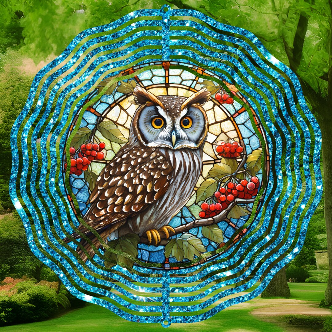 Sublimation Wind Spinner PNG, Wind Spinner Design, Owl and Flowers ...