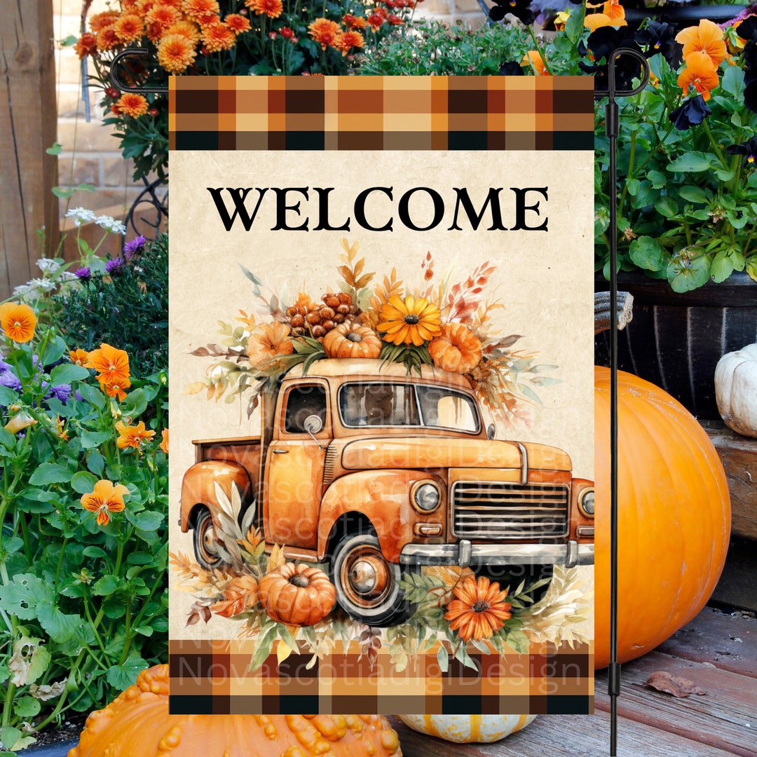 12x18 Garden Flag Sublimation Design, Fall Flag, Welcome Flag, Fall ...