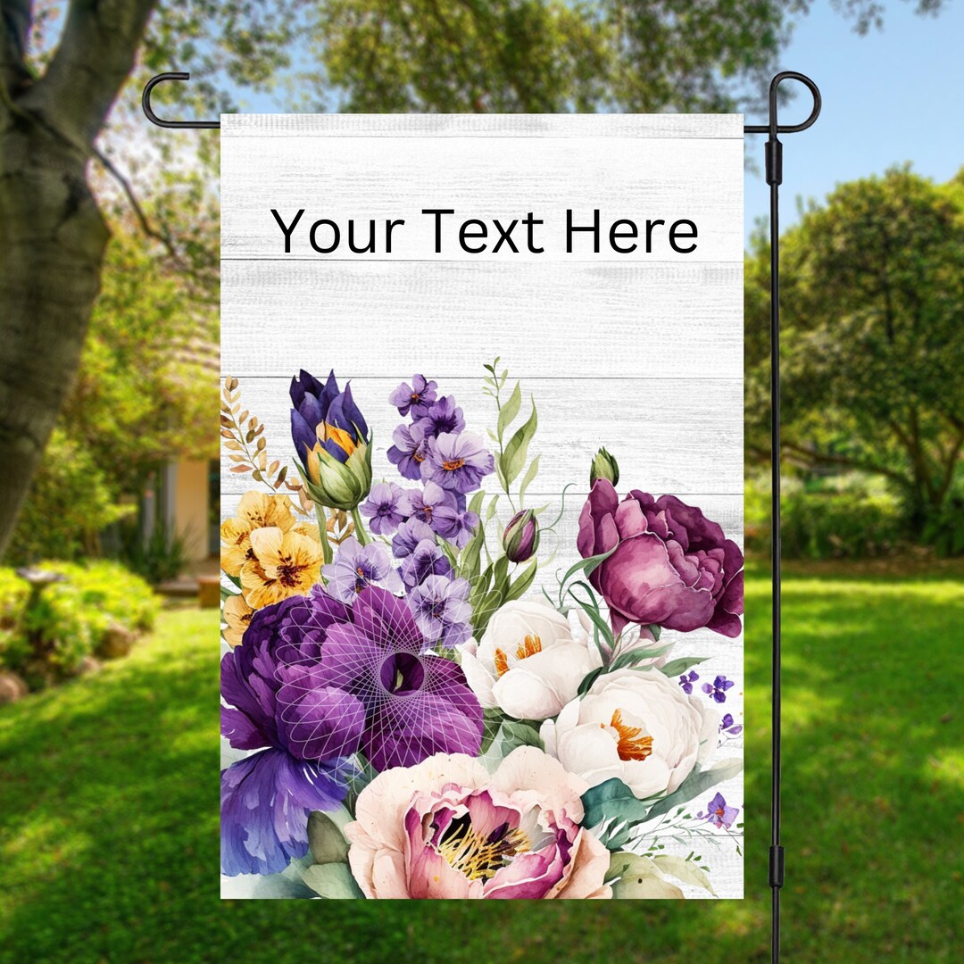 12x18 Garden Flag Sublimation Design, Floral Flag, Add Your Text ...