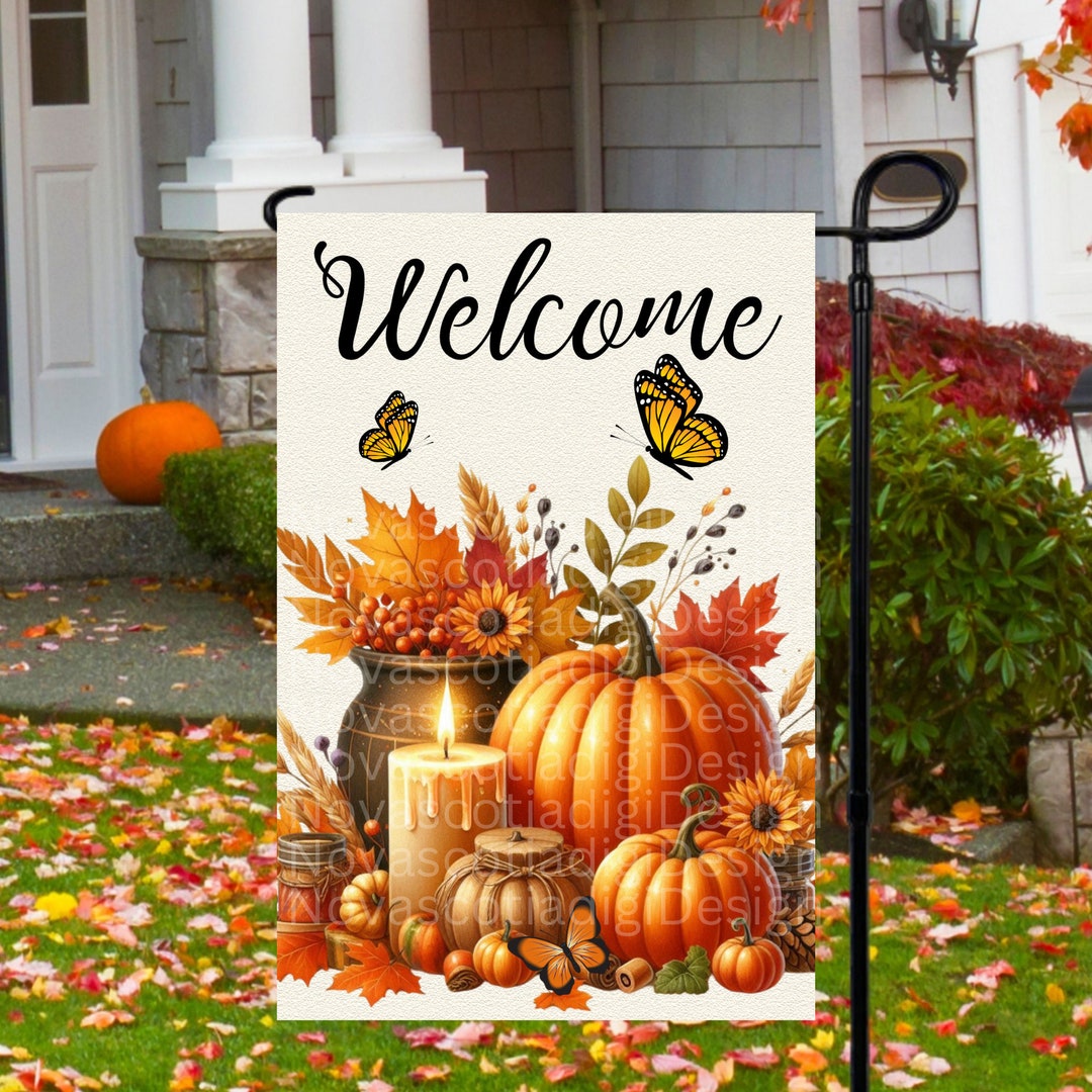12x18 Garden Flag Sublimation Design, Fall Flag, Welcome Flag, Fall ...