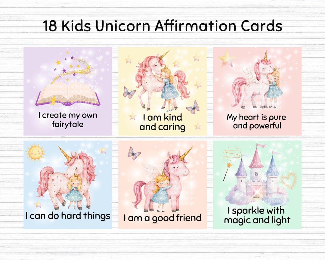 Unicorn Affirmation Cards for Kids - Printable Positive Affirmations ...