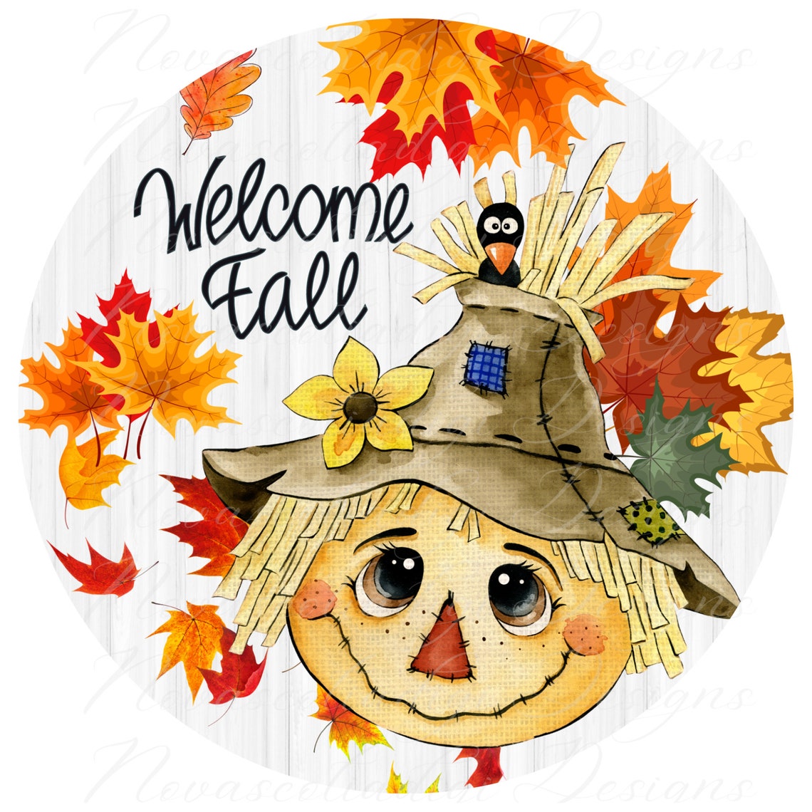 Fall Scarecrow Round Digital Design High Resolution PNG for - Etsy
