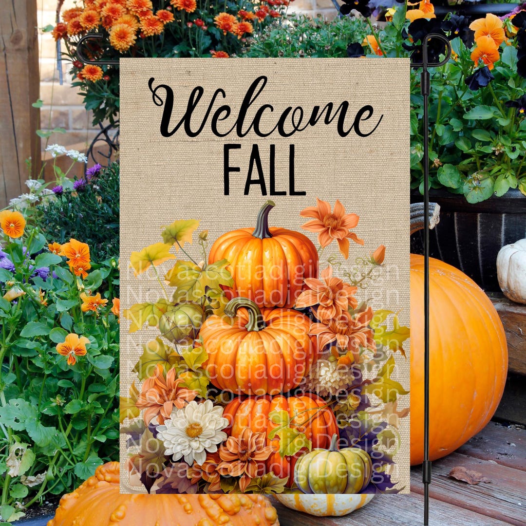 12x18 Garden Flag Sublimation Design, Fall Flag, Welcome Fall Flag ...
