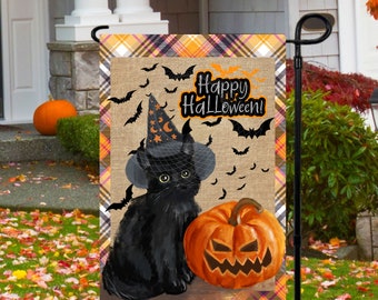 Halloween Black Cat Garden Flag - Etsy