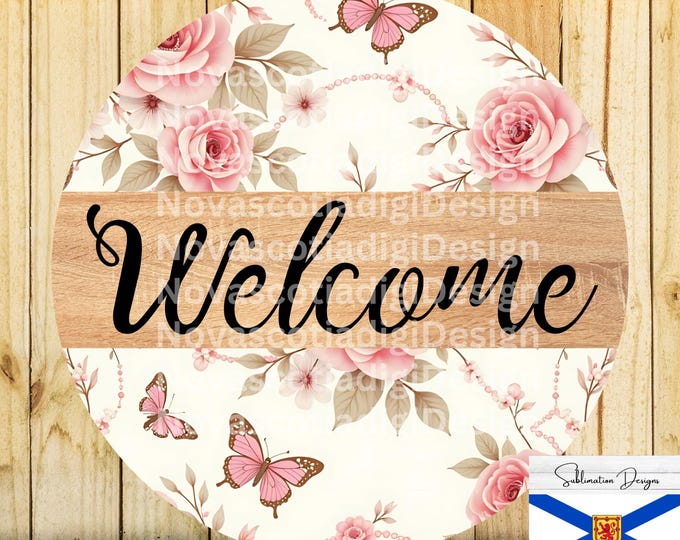 WELCOME DOOR HANGER, Wreath Sign Png, for Sublimation High Resolution 2 ...