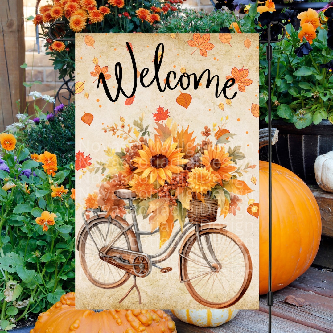12x18 Garden Flag Sublimation Design, Fall Flag, Welcome Flag, Fall ...