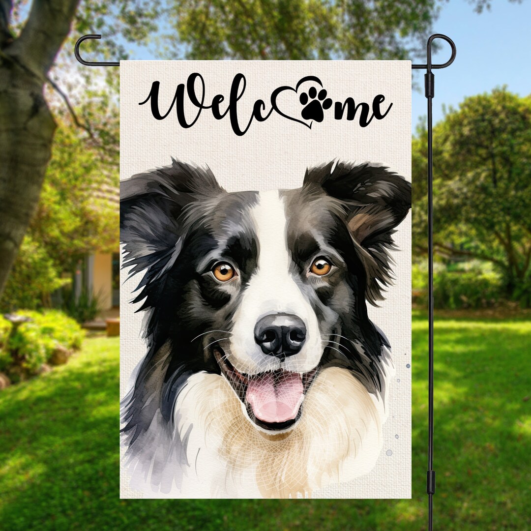 12x18 Garden Flag, Sublimation Design, Border Collie Welcome, Digital ...