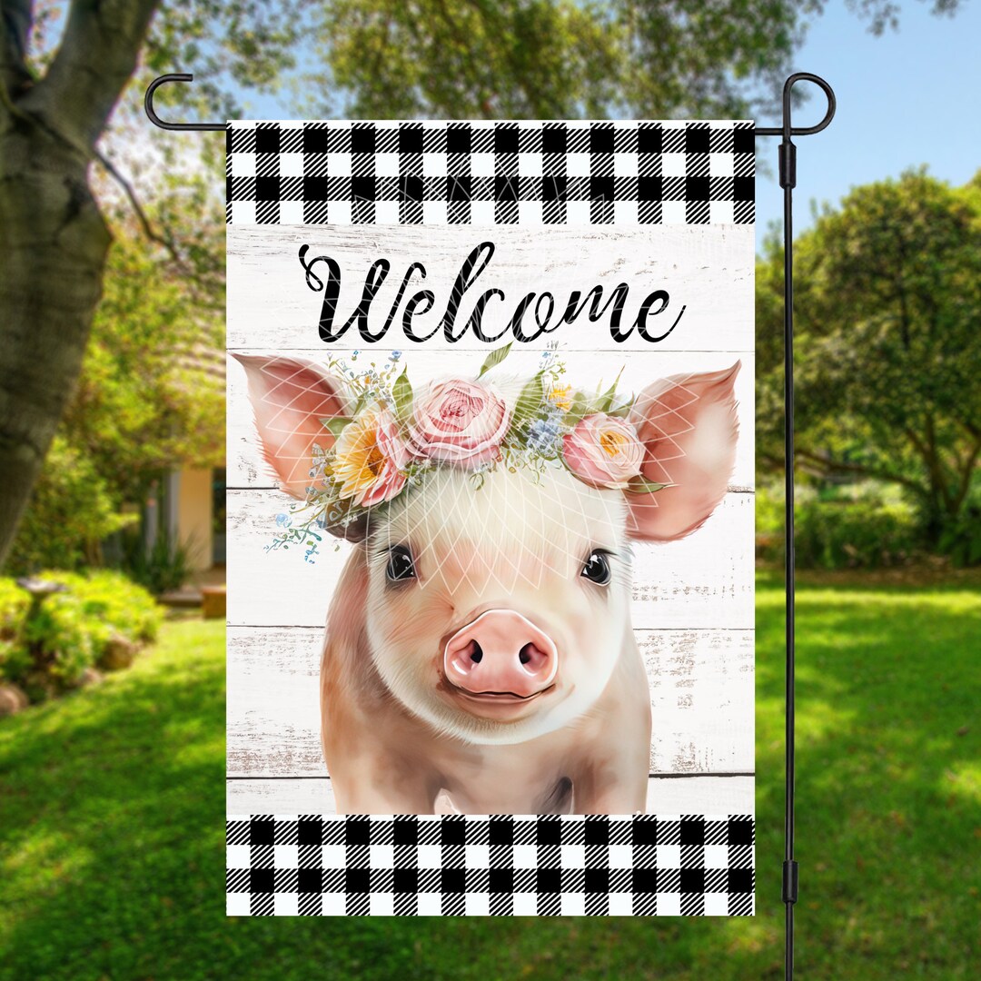 12x18 Garden Flag Sublimation Design, Welcome, Pig, Digital Design, PNG ...