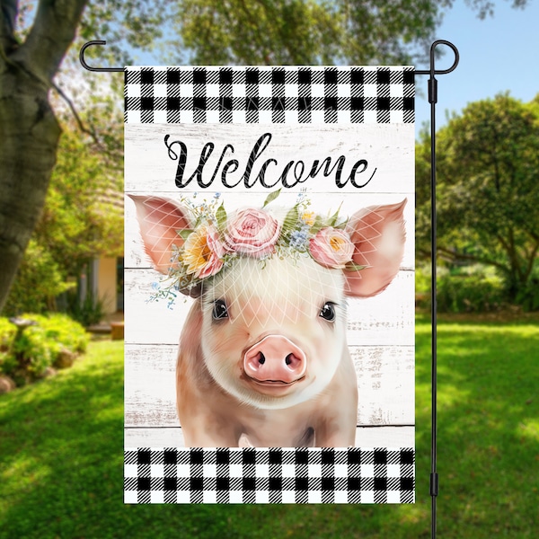 Pig Garden Flag - Etsy