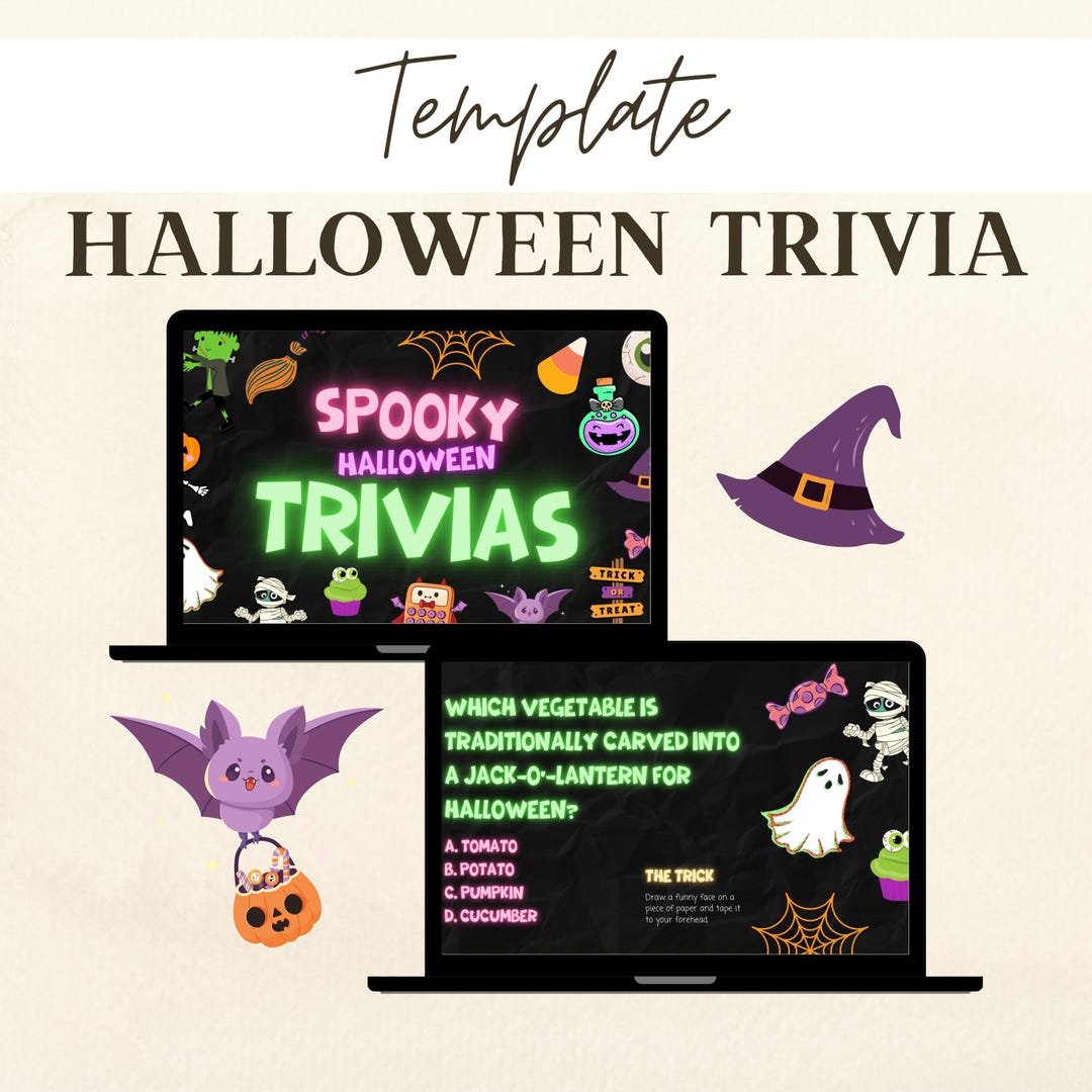 Halloween Trivia Game – Editable Canva Slideshow | Digital Party Game ...