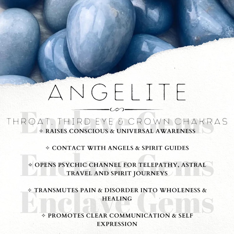 Printable Angelite Crystal Information Card Crystal Meaning Cards ...