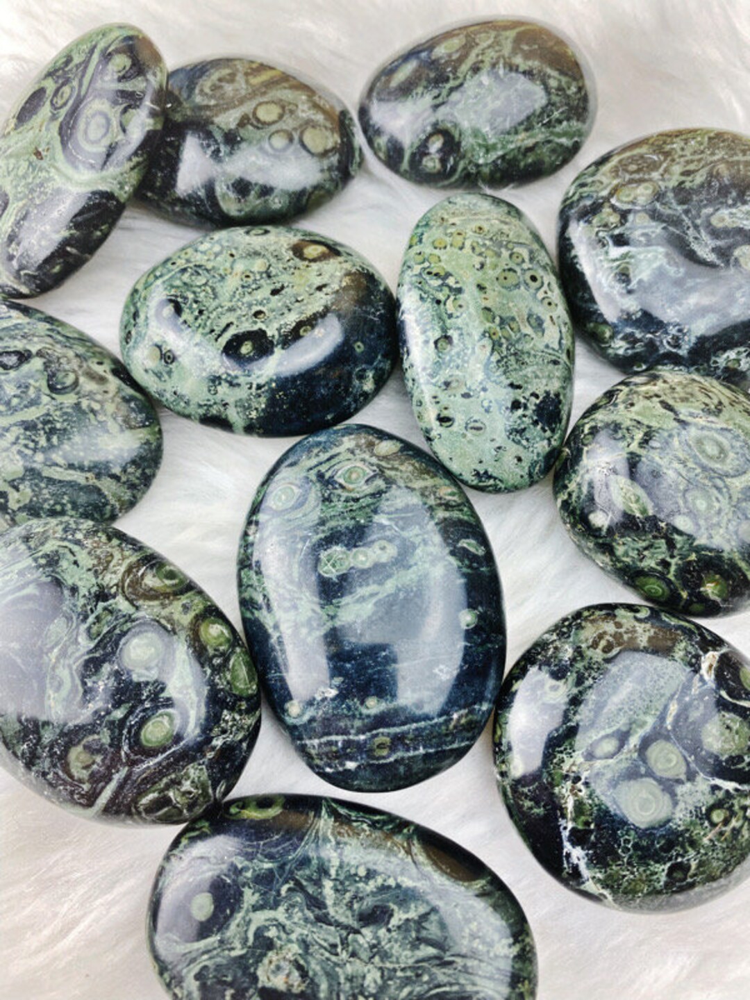 Kambaba Jasper Palm Stone Large Polished Crystal Healing Gridwork Green ...