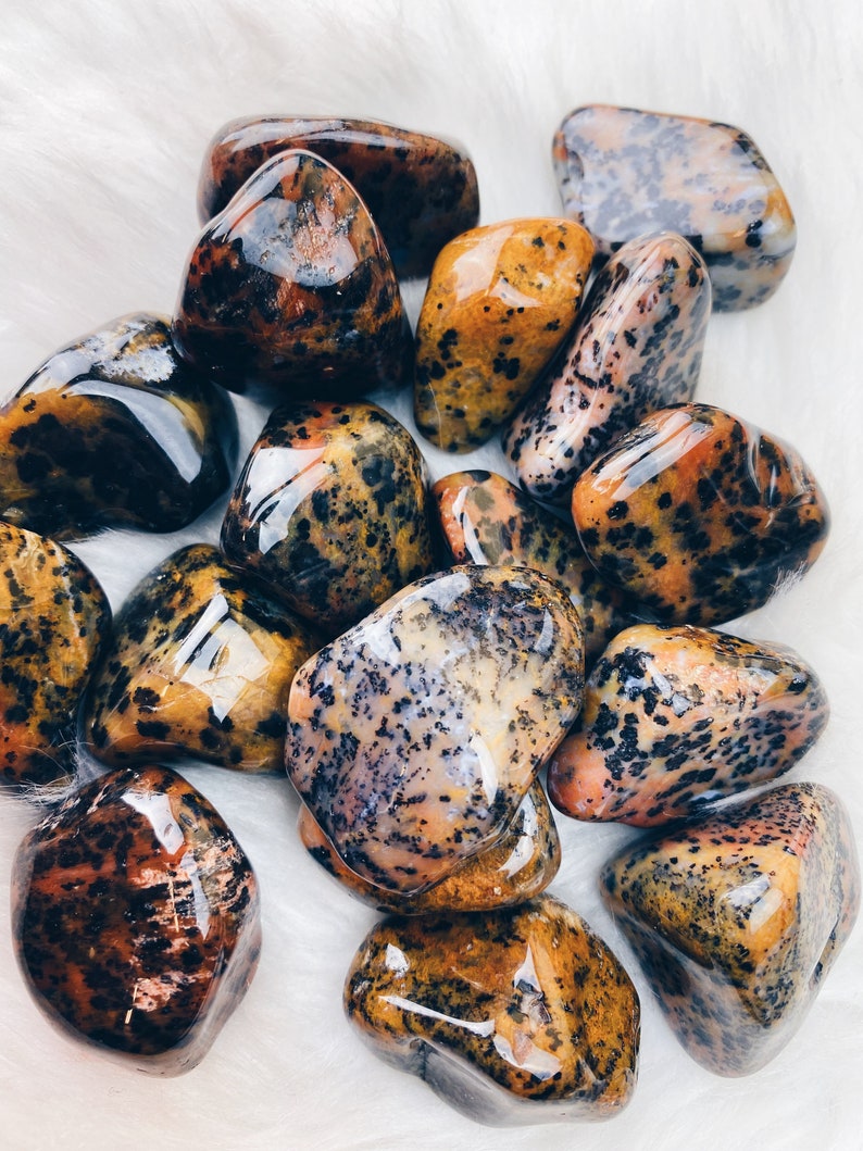 Cheetah Agate Tumbled Stone Rare Brazil Agate Yellow Crystal Healing ...