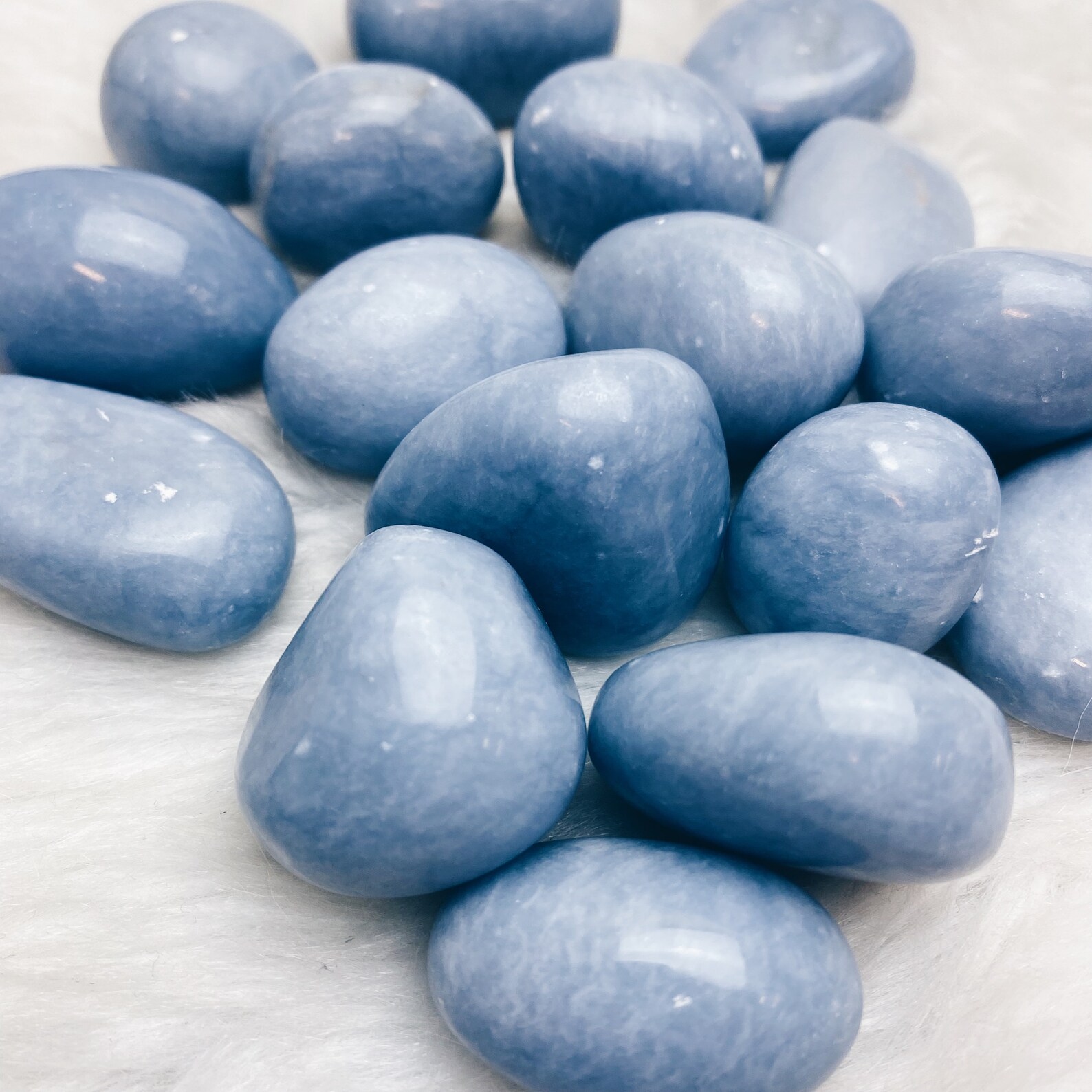 Angelite Tumbled Stone Blue Crystal Tumbles Angelite Meditation Tool ...