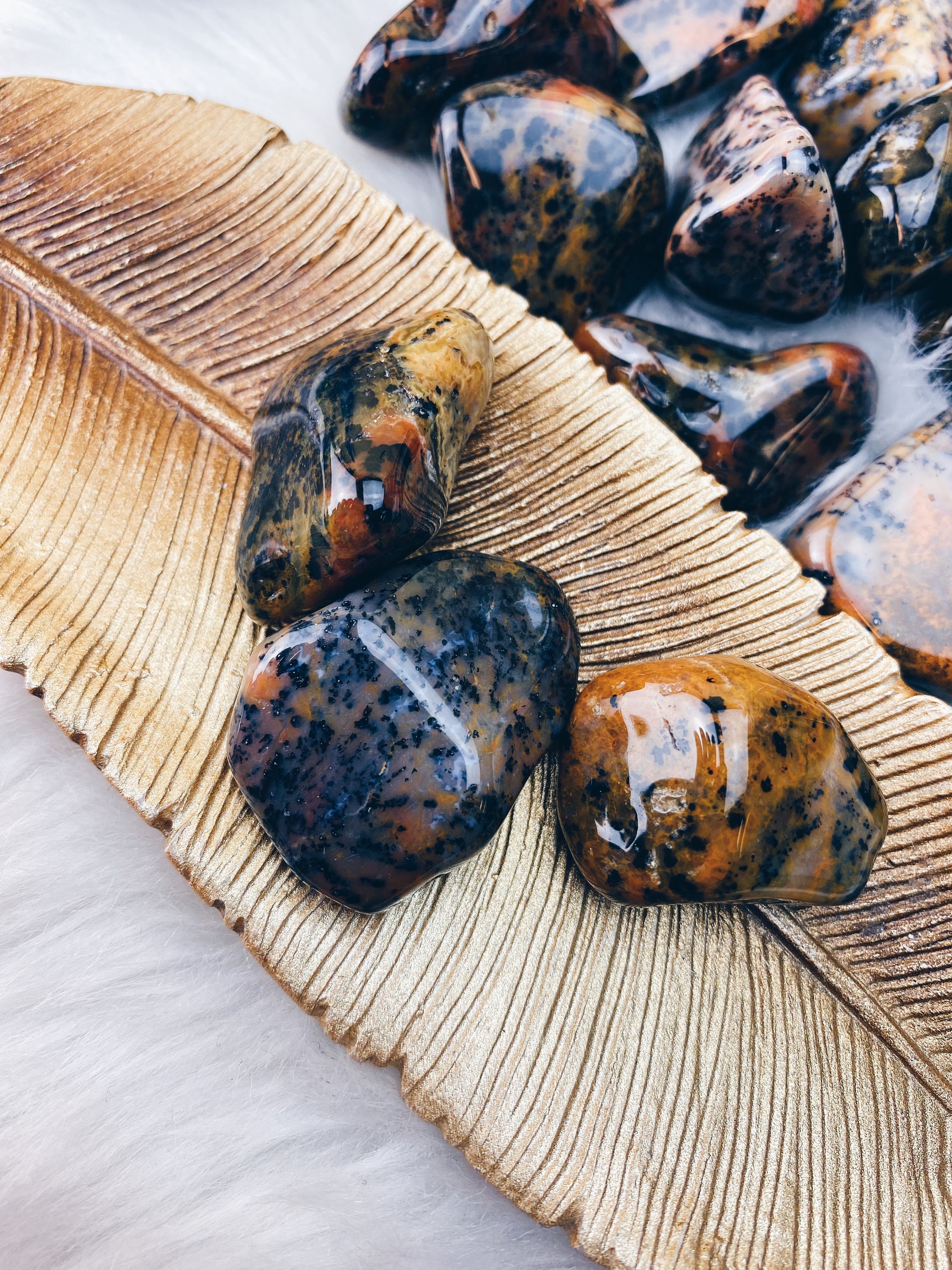 Cheetah Agate Tumbled Stone Rare Brazil Agate Yellow Crystal Healing ...
