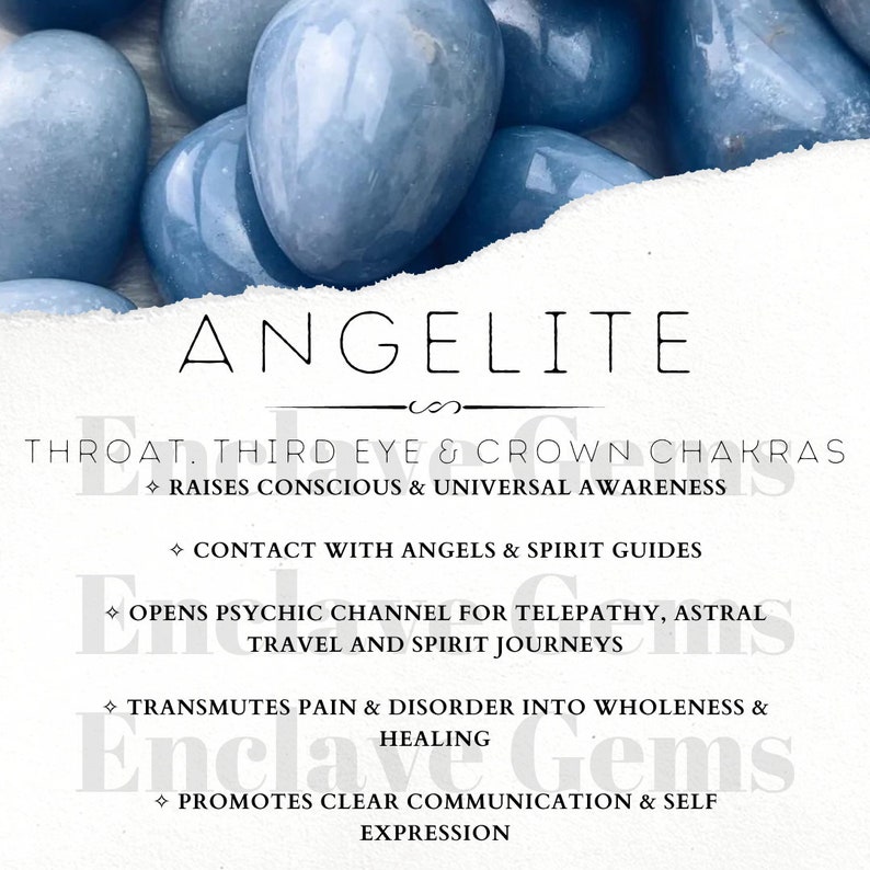 Angelite Tumbled Stone Blue Crystal Tumbles Angelite Meditation Tool ...