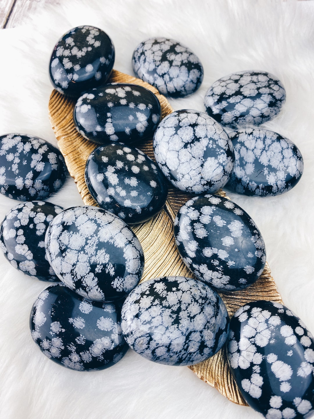Snowflake Obsidian Palm Stone Obsidian Healing Crystal Gridwork Stone ...