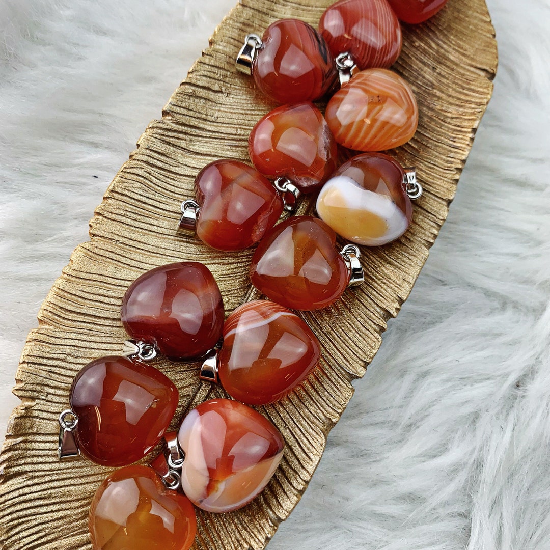 Carnelian Heart Necklace | Carnelian Heart Pendant | Carnelian Jewelry ...