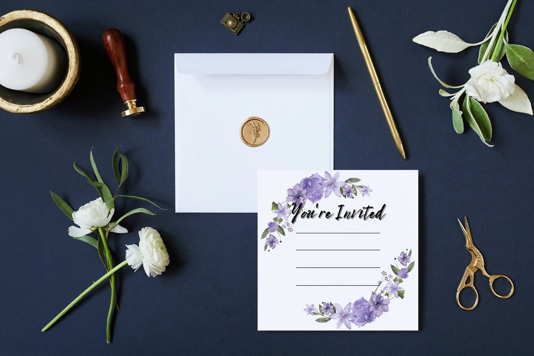 Printable Blank Flower Style Party Invitations - Etsy