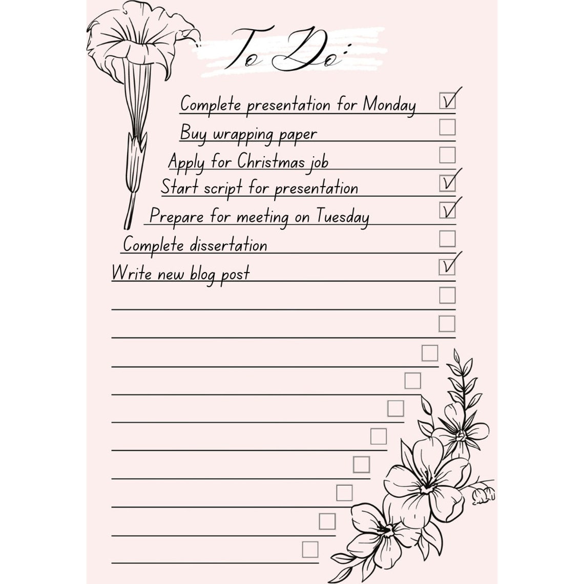 Pink Chic Instant Download Printable to Do List - Etsy