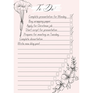 Pink Chic Instant Download Printable to Do List - Etsy