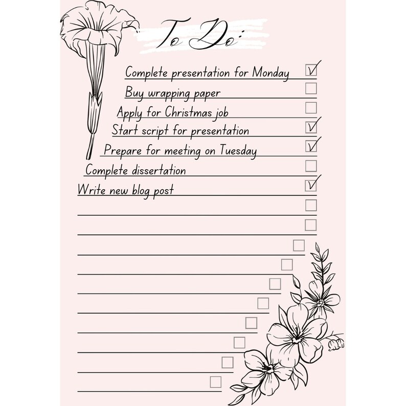 Pink Chic Instant Download Printable to Do List - Etsy