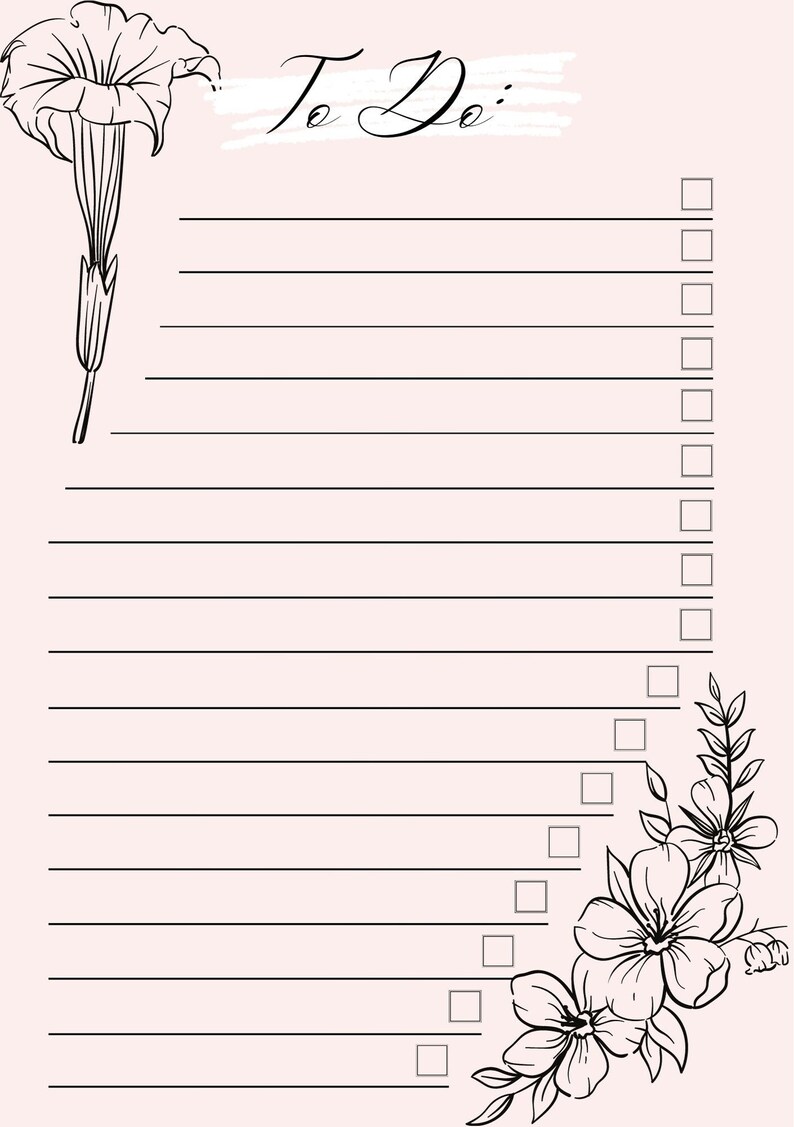 Pink Chic Instant Download Printable to Do List - Etsy