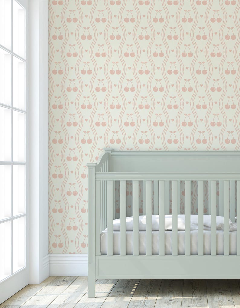 Pink Vintage Cherry Peel and Stick Wallpaper - Renter Friendly and ...