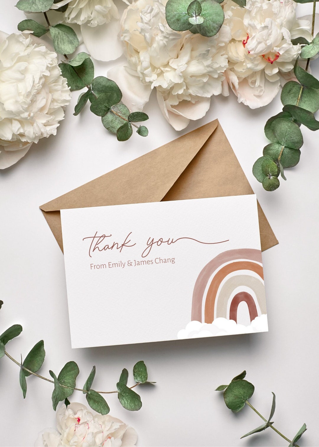 Editable Thank You Cards | Rainbow | DIY Digital Note Cards | Instant ...