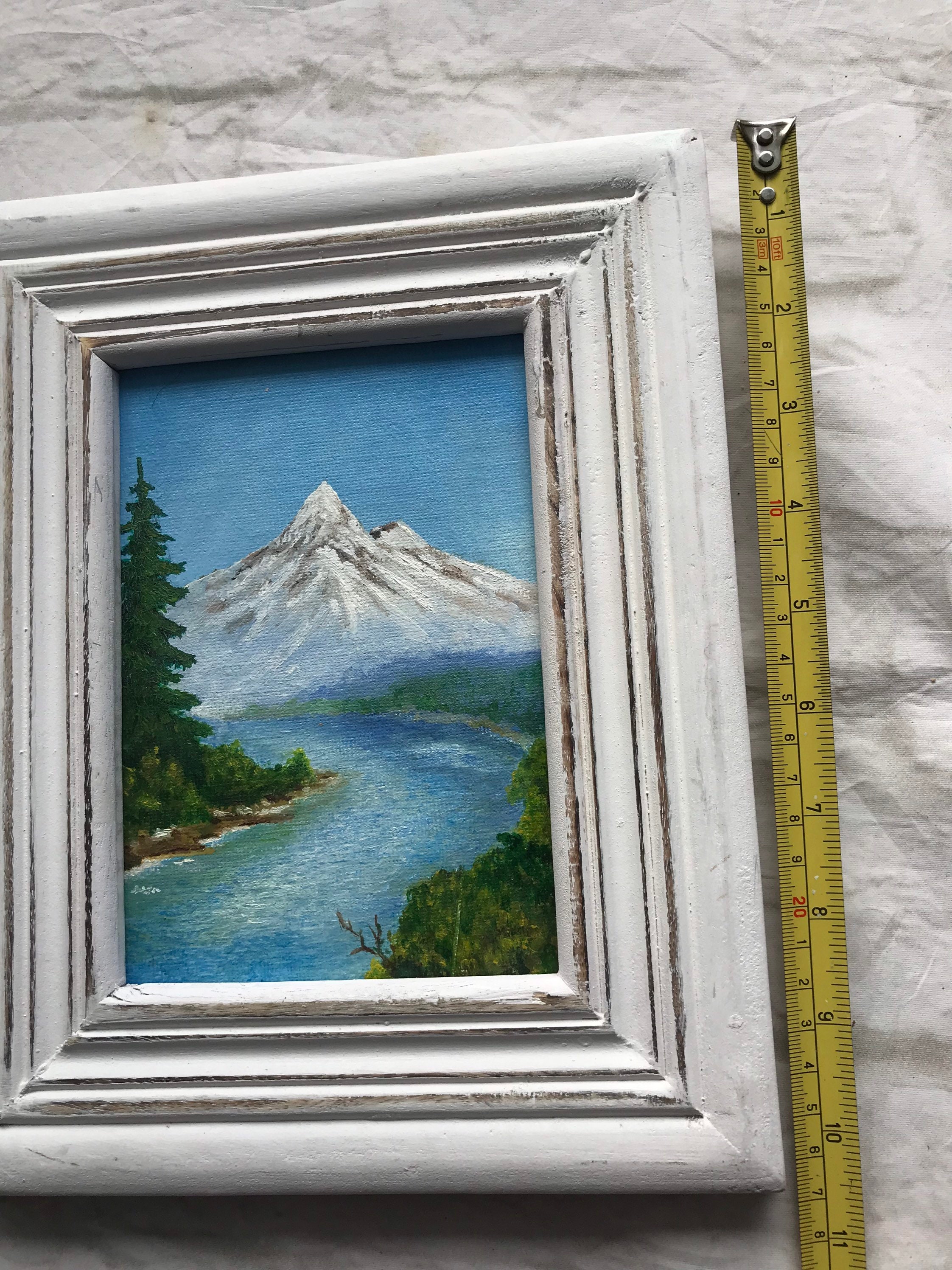 Snowy Mountain ORIGINAL OIL PAINTING Framed Wall Art Decor Landscape ...