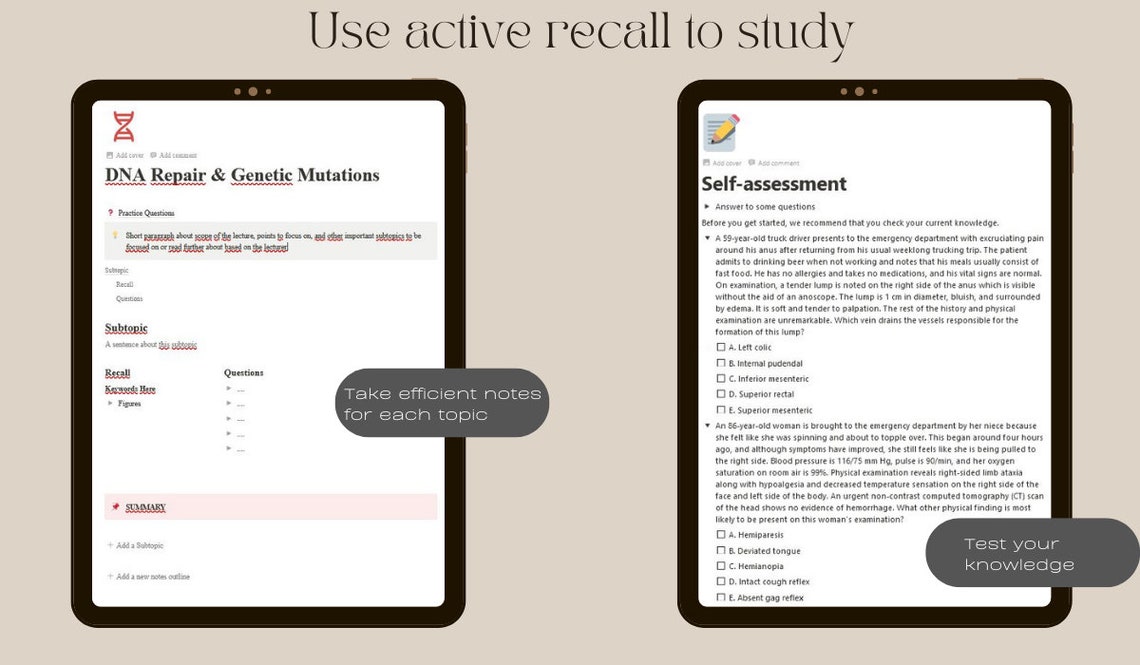 USMLE STEP 1 Notion Template Planner Academic Planner, MED School ...
